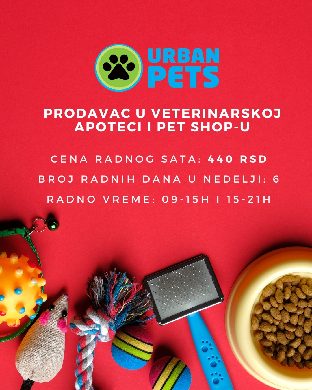 Prodavac u veterinarskoj apoteci/pet shop-u Urban pets - Nefertiti Begorad
